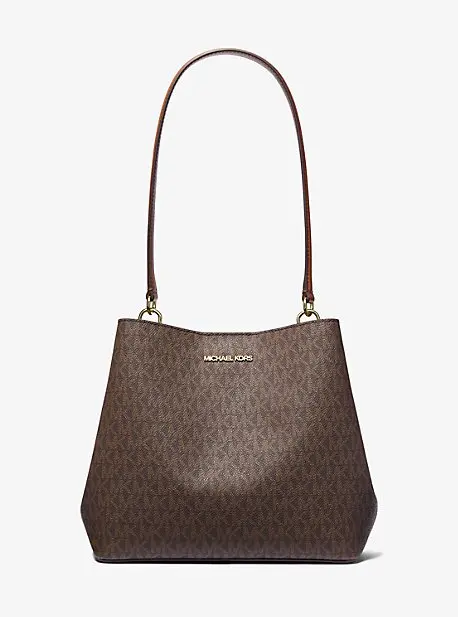 Michael Kors Pratt Medium Signature Logo Shoulder Bag - Brown