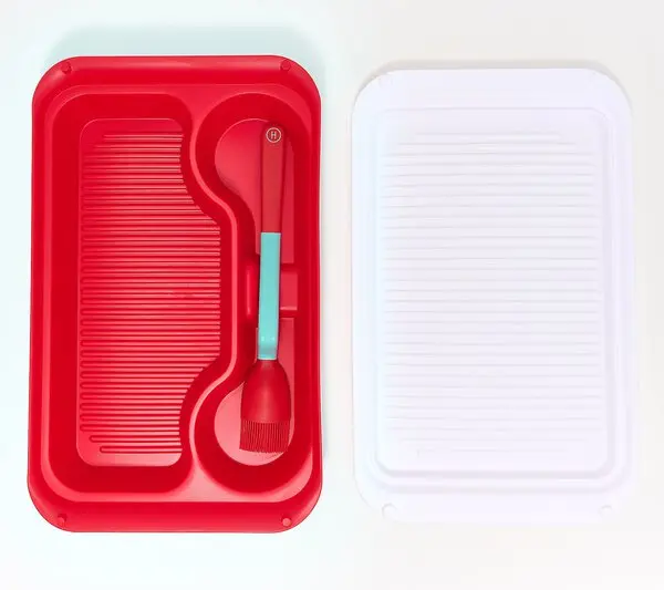 HENNING LEE Bbq Prep Tray With Lid & Marinating Brush