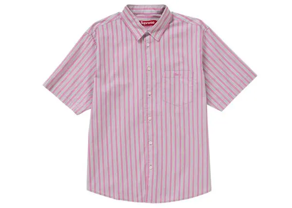 Supreme Loose Fit Multi Stripe S/S Shirt - Pink | Editorialist