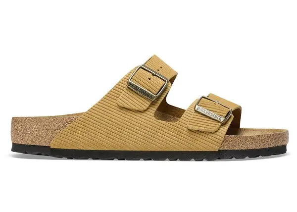 BIRKENSTOCK Arizona Embossed Corduroy Suede Sandals - Cork Brown