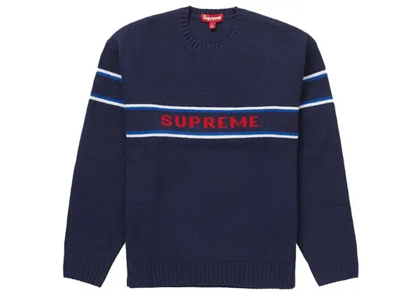 Supreme Chest Stripe Sweater - Navy Blue