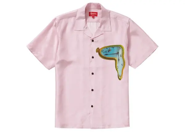 Supreme The Persistence Of Memory Silk Short Sleeve Shirt - Light Pink
