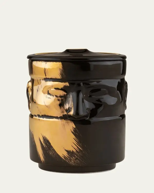 GINORI 1735 The Companion Candleholder, Charcoal/gold Lcdc Collection
