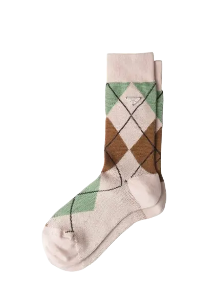 Prada Argyle Jacquard Knit Socks - Albino