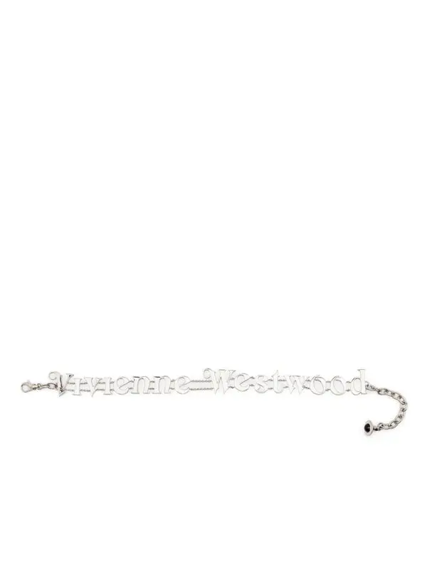 Vivienne Westwood Raimunda Logo-Lettering Choker Necklace - Silver
