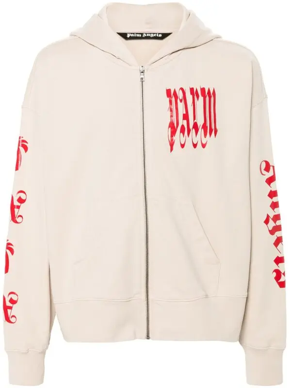 Palm Angels Gothic Logo-print Zipped Hoodie