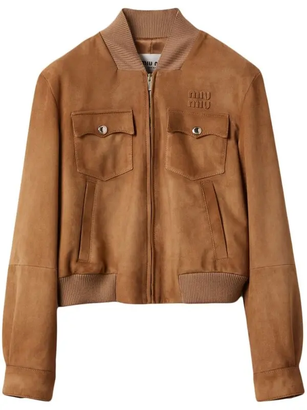 Miu Miu Suede Nappa Leather Jacket - Brown