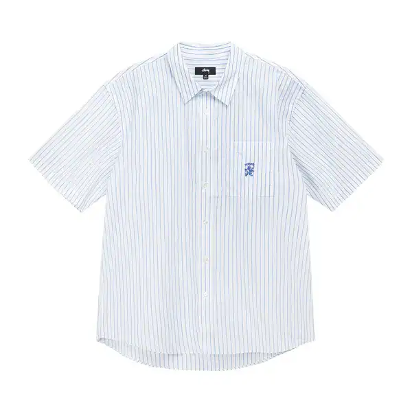 StüSsy Boxy Striped Shirt - Blue | Editorialist