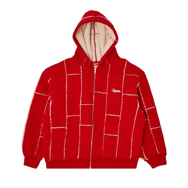 Supreme Faux Shearling Zip Up Hooded Sweatshirt
