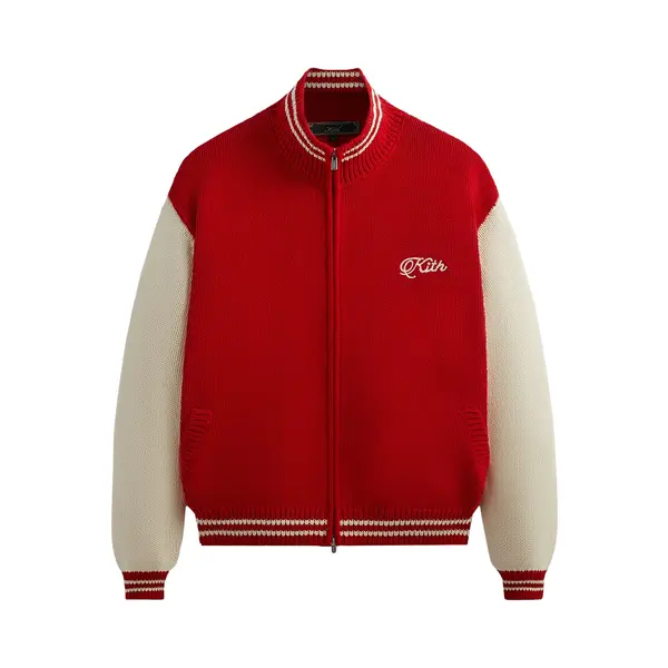 Kith Wyona Full Zip Varsity Sweater - Red