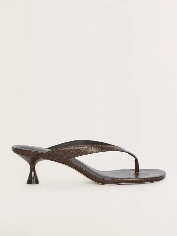 REFORMATION Sophie Heeled Sandal - Brown Croc-effect