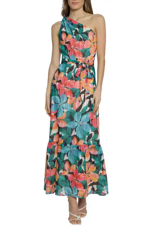 chinese dress ladies Maggy London Women's Floral Halter Neck Maxi with Waist Spaghetti Tie at  Amazon Women's Clothing store main image 0