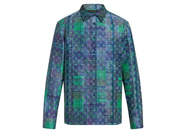 LOUIS VUITTON Monogram Neon Check Oversized Business Shirt