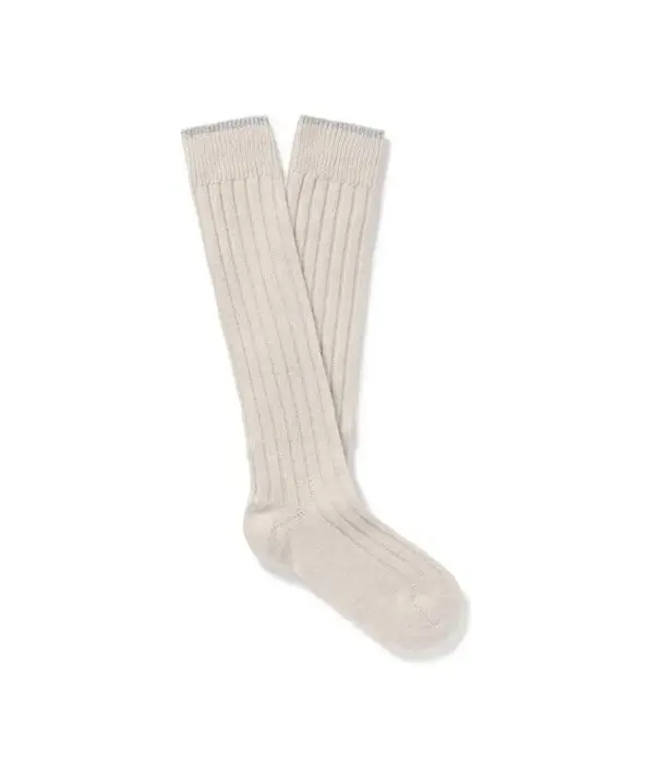 Brunello Cucinelli Ribbed Cashmere Socks - Gray