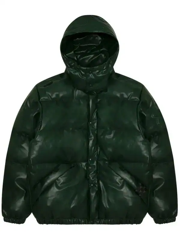 Aape By *A Bathing Ape® Quilted Faux-Leather Down Jacket In Green 