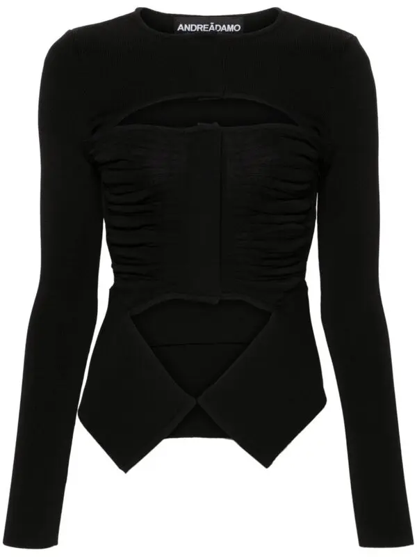 ANDREĀDAMO X-ray Cut-out Cardigan - Black