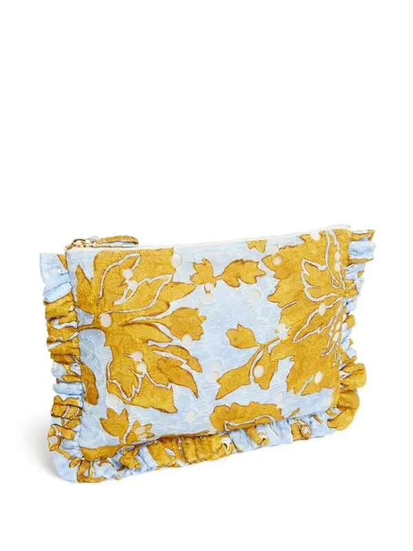 La DoubleJ Ruffled Guipure Lace Clutch