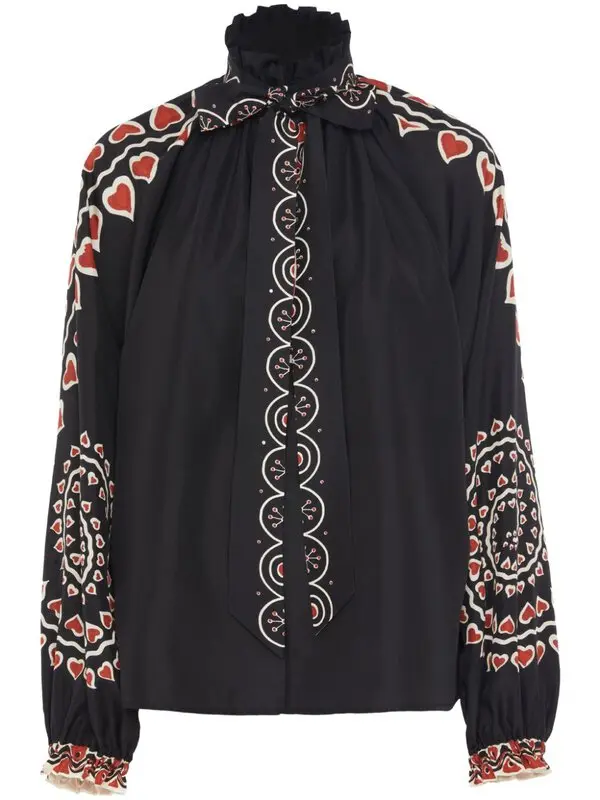 La DoubleJ Cerere Silk Placé-print Blouse