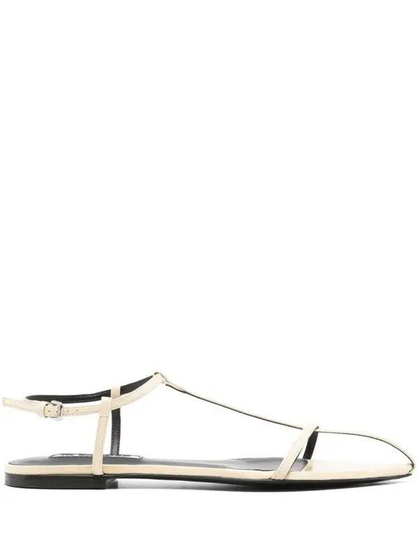 JIL SANDER Flat Leather Sandals - Neutrals