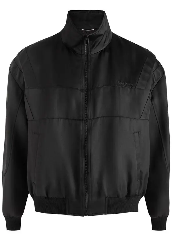 Saint Laurent Teddy Panelled Satin Bomber Jacket - Black
