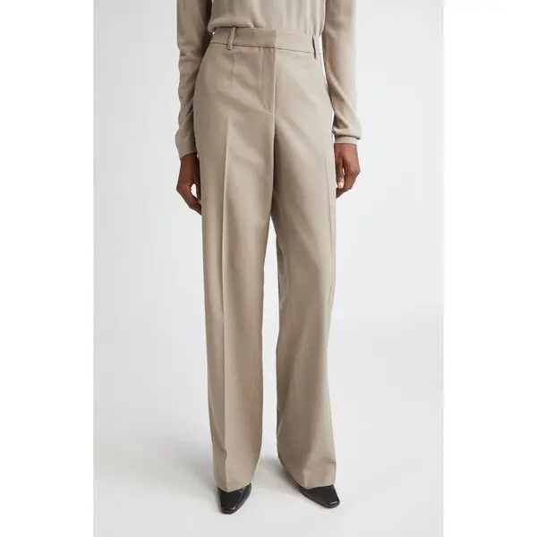 Lafayette 148 New York Gates Stretch Wool Straight Leg Trousers - Hickory