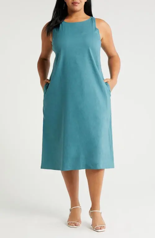 Nordstrom Sleeveless Linen Blend Midi Dress In Teal Hydro - 52% Off |  Editorialist