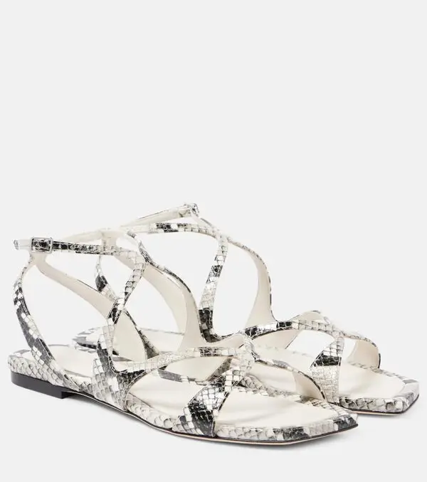JIMMY CHOO Ayla Snake-effect Leather Sandals - Multicoloured