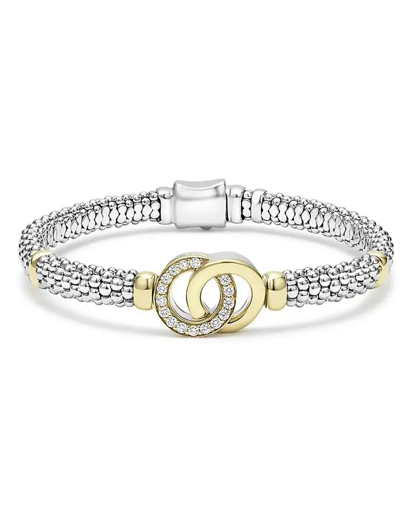 Lagos 18k Yellow Gold & Sterling Silver Diamond Link Bracelet - Silver/gold