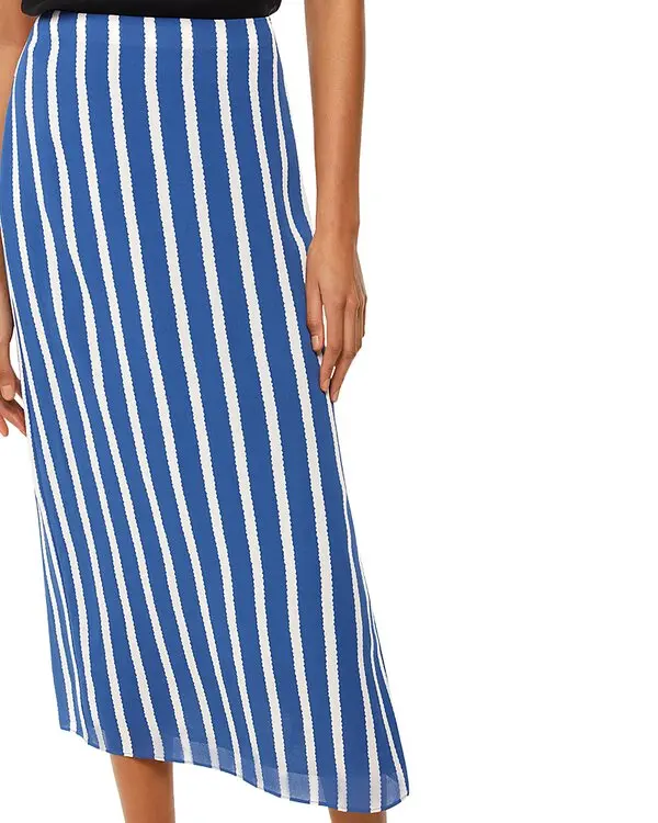 Whistles Crinkle Stripe Midi Skirt - Blue Multi