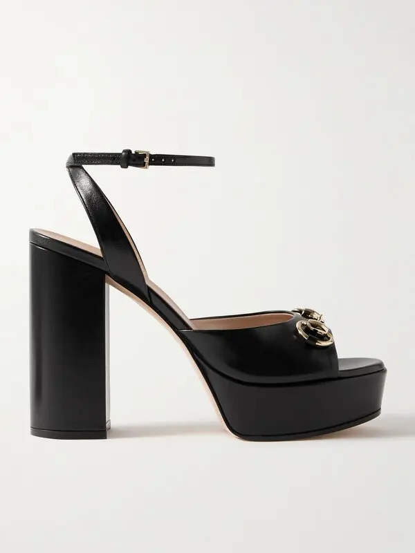 Gucci Horsebit-detailed Leather Platform Sandals - Black