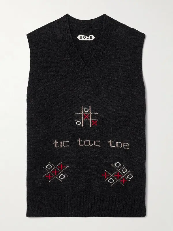 BODE Tic Tac Toe Intarsia Alpaca And Merino Wool-blend Vest