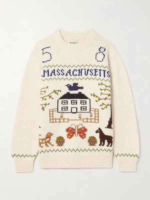 Bode Homestead Intarsia-Knit Wool Sweater - Multi | Editorialist 
