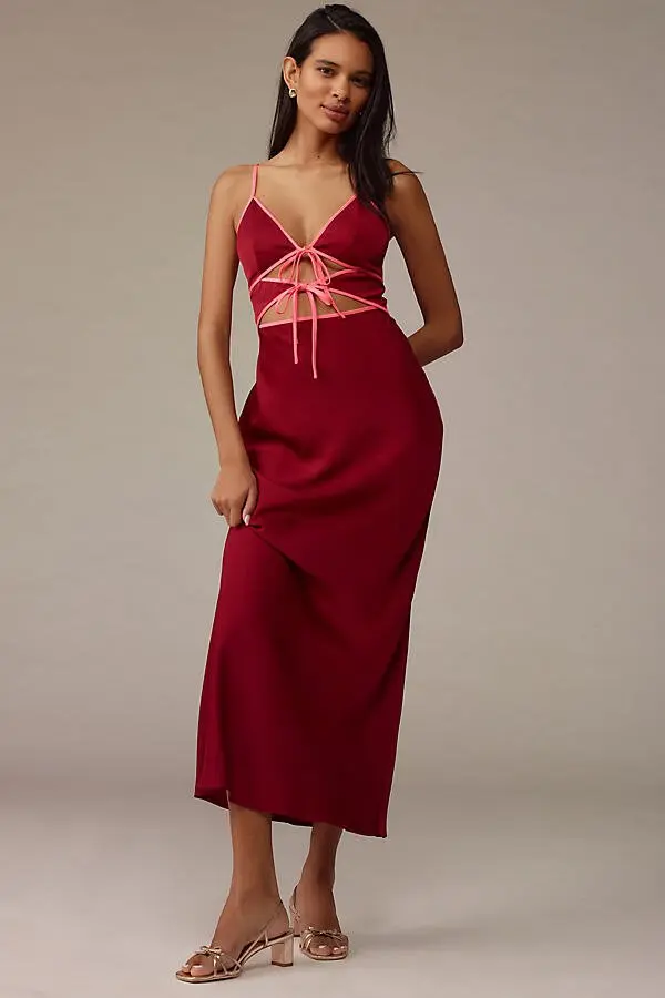 knee length dresses for ladies Misha Vegan Leather Guipure Midi Dress main image 1