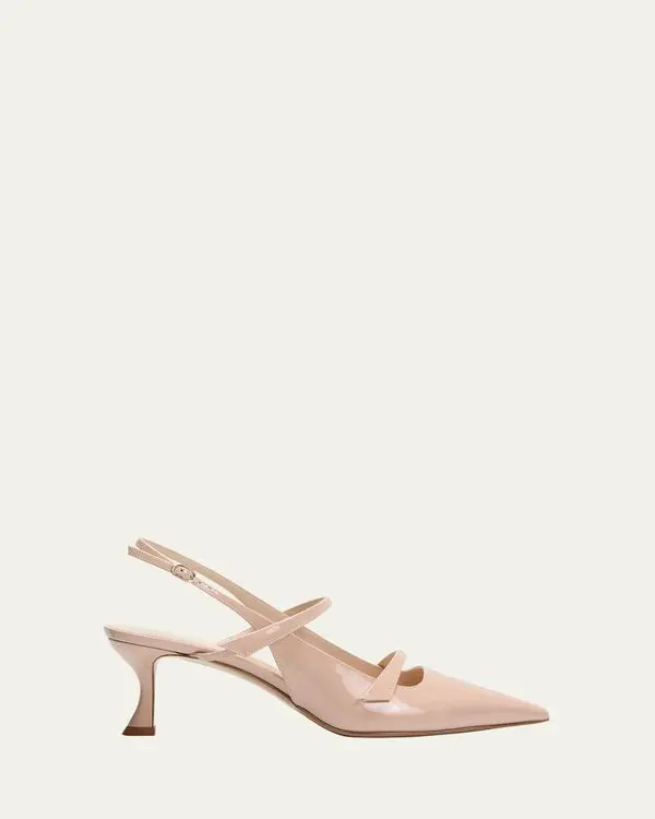 ALEXANDRE BIRMAN Tita Patent Slingback Pumps - Semolina