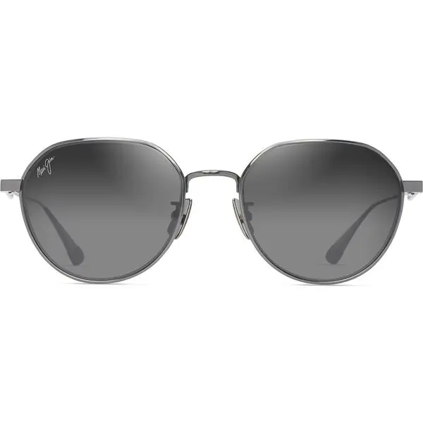Maui Jim Kaulana 55mm Gradient Polarized Round Sunglasses - Shiny Dark Ruthenium