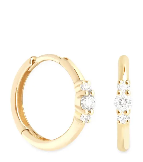 ASTRID & MIYU Triple Stone Hoop Earrings - Gold