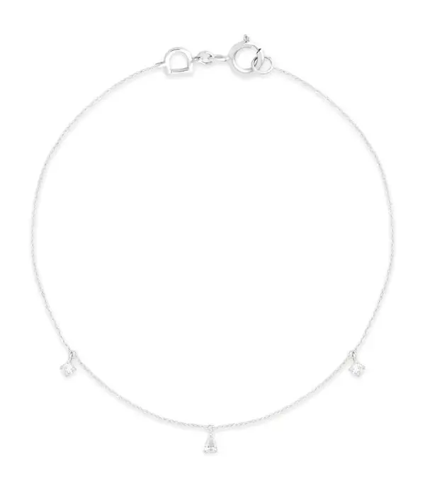 ASTRID & MIYU White Gold And Diamond Pear Charm Bracelet - Silver