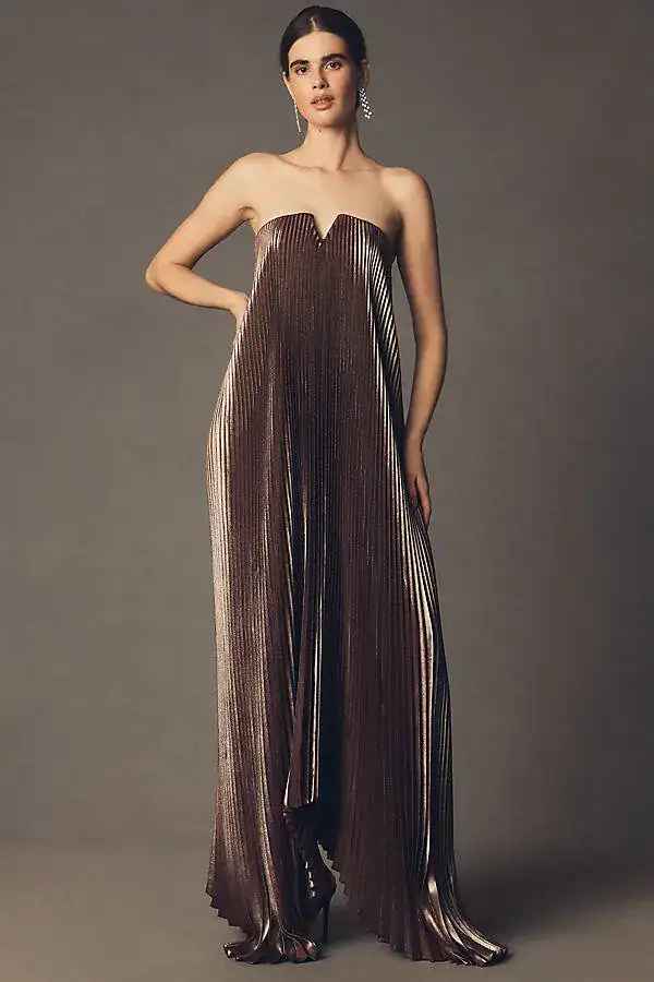 L'idee Strapless Maxi Gown - Chocolate