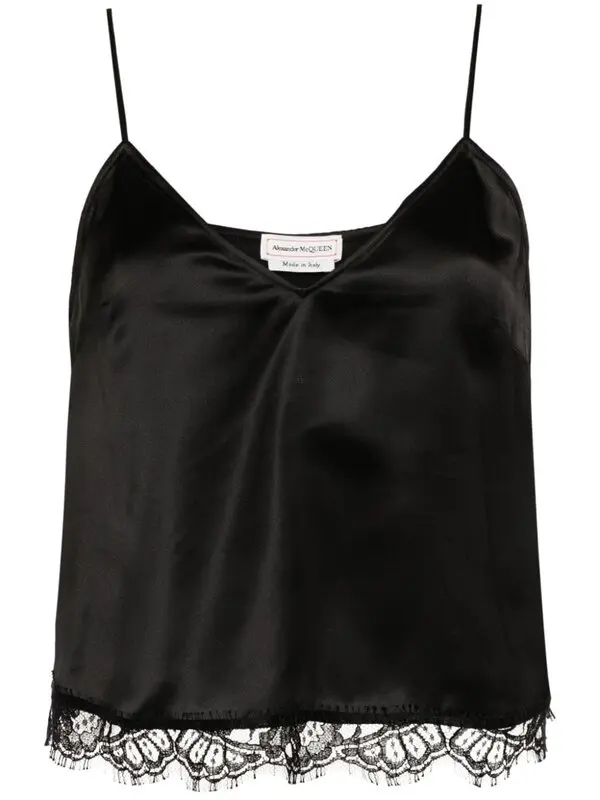 Alexander McQueen Lace-trim Satin Crop Top