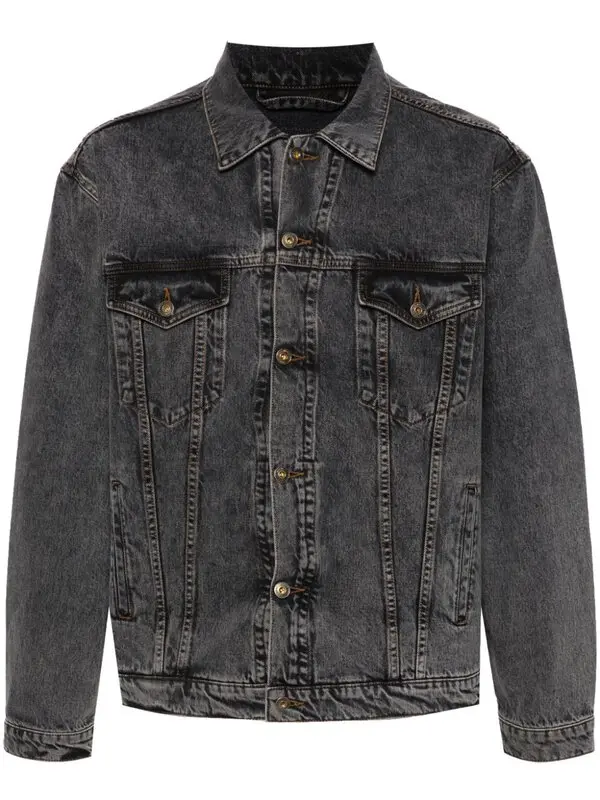 Y/project Logo-patch Denim Trucker Jacket - Grey