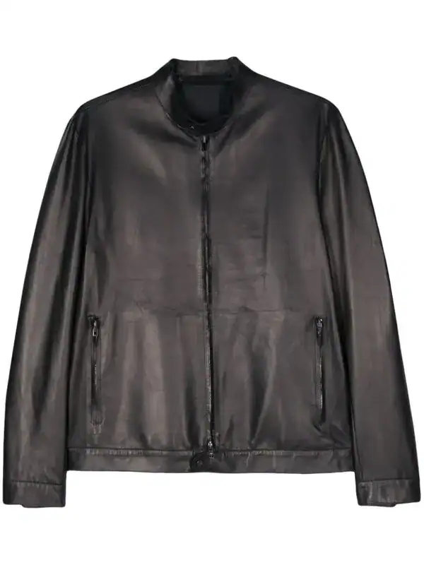Salvatore Santoro Zip-Up Leather Jacket - Blue - 42% Off