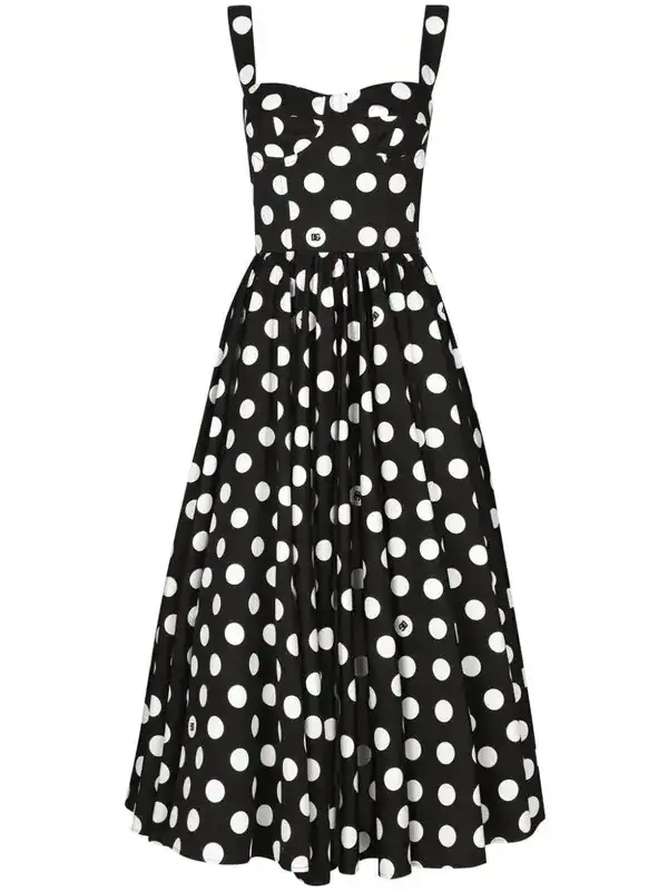 white christmas dresses ODETTE CORSET MIDI DRESS - IVORY/BROWN POLKA – CHIC LE FRIQUE
