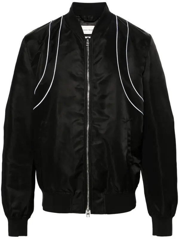 Alexander McQueen Piped-trim Zip-up Bomber Jacket
