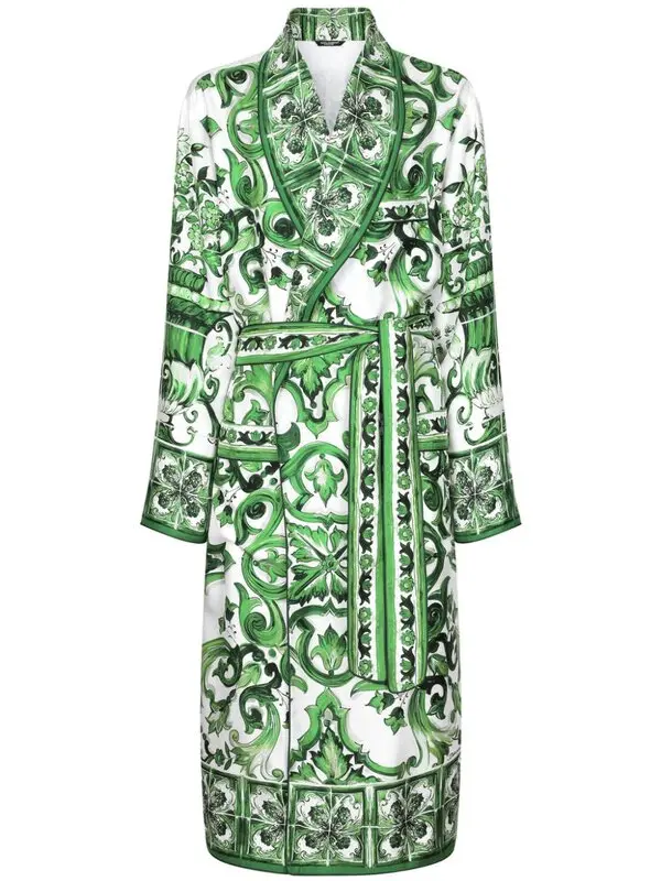 Dolce & Gabbana Majolica-print Silk Robe - Green