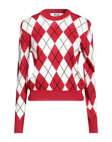 MSGM Geometric-print Virgin Wool Sweater - Red