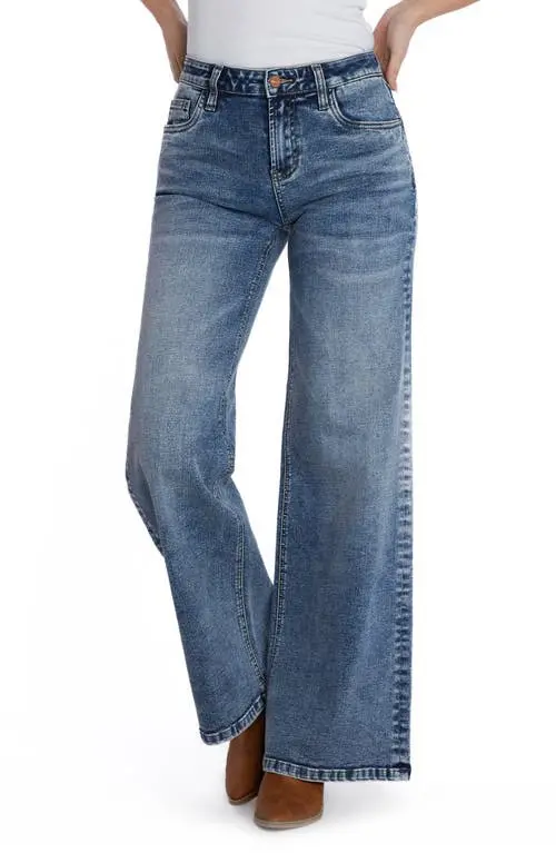 HINT OF BLU High Waist Wide Leg Jeans - Sunwashed Blue
