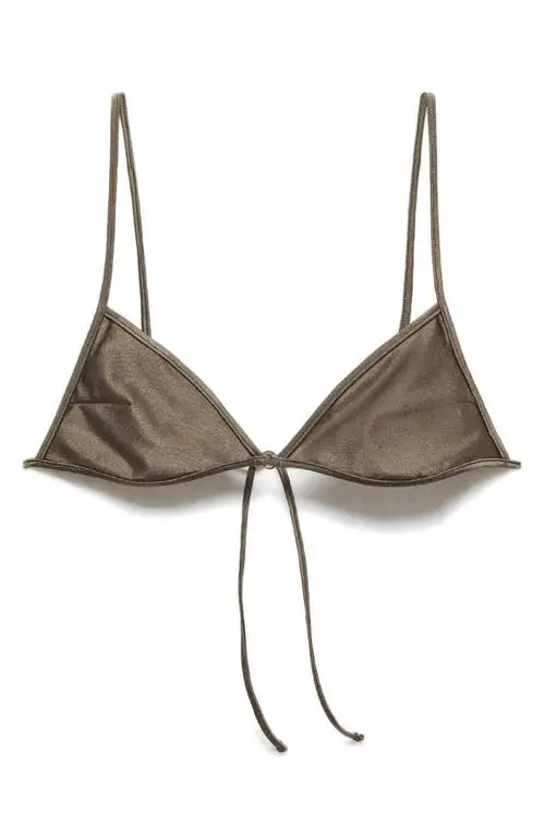 Mango Shimmer Triangle Bikini Top - Dark Green