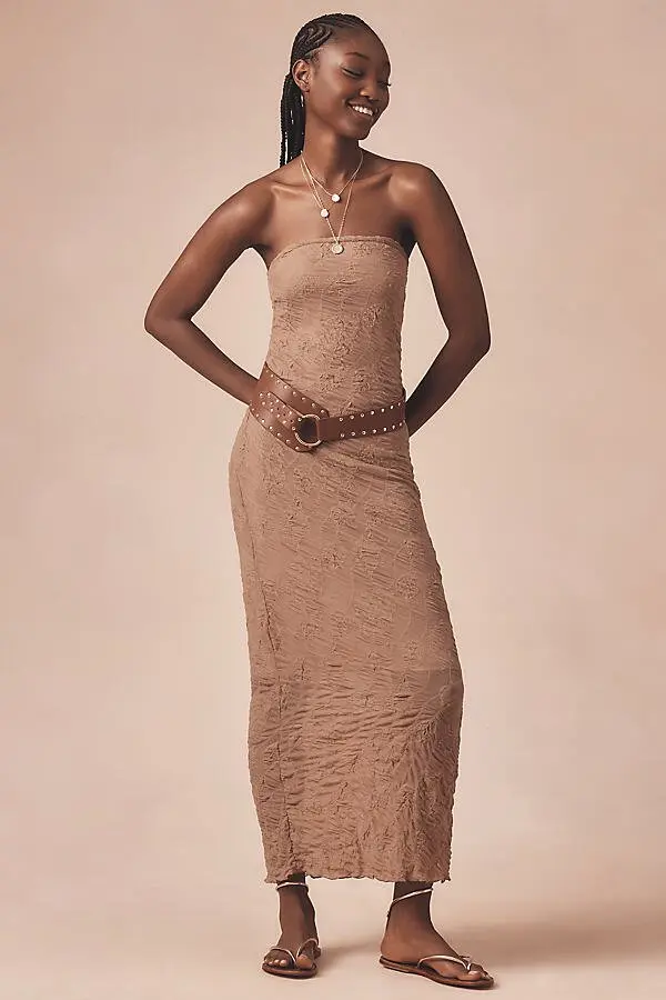 Anthropologie Strapless Textured Knit Slip Midi Dress In Beige - 78% Off |  Editorialist