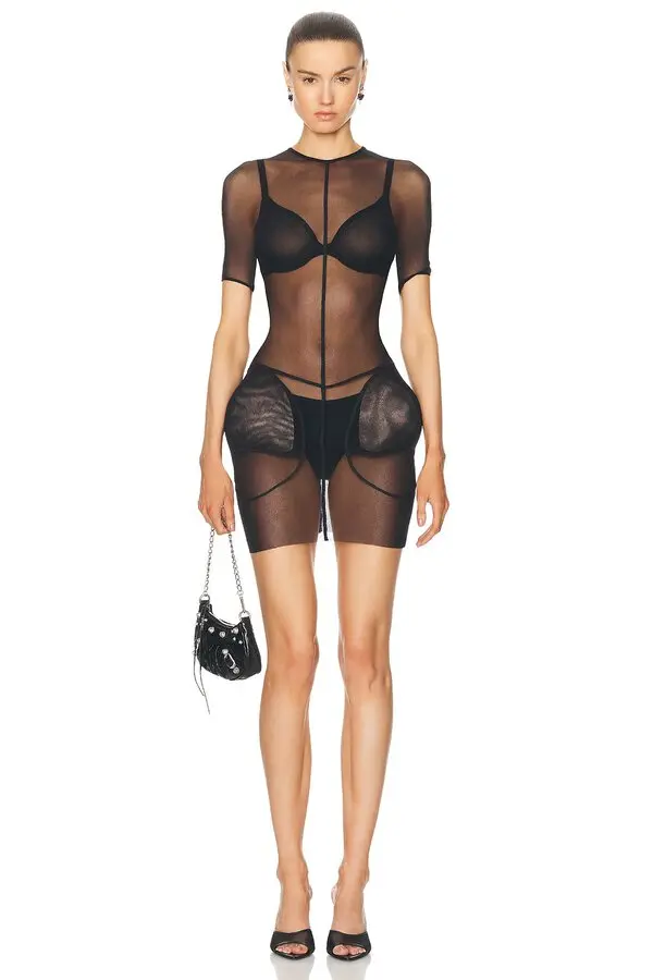 Jean Paul Gaultier X Shayne Oliver Mesh Short Dress - Black