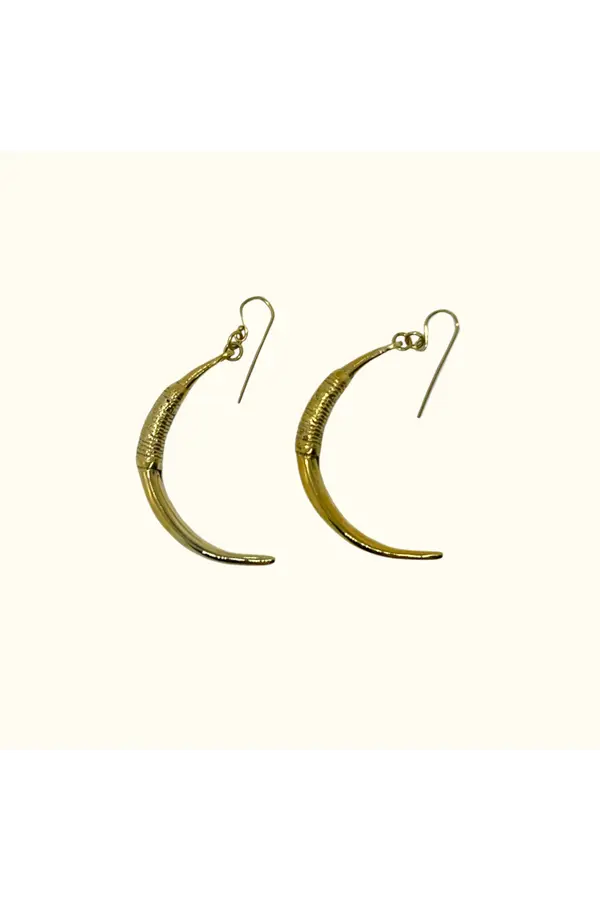 NORTON AND HODGES Crescent Moon Brass Dangle Earrings